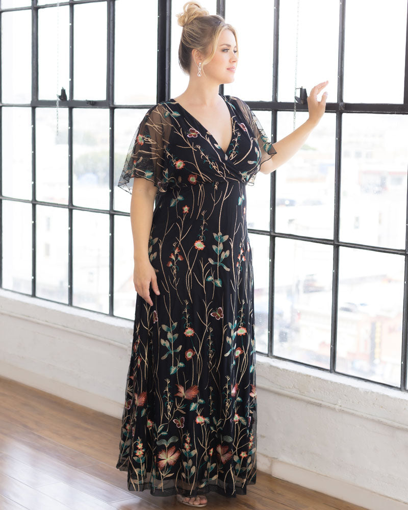 Embroidered Elegance Evening Gown – PlusbyDesign.com