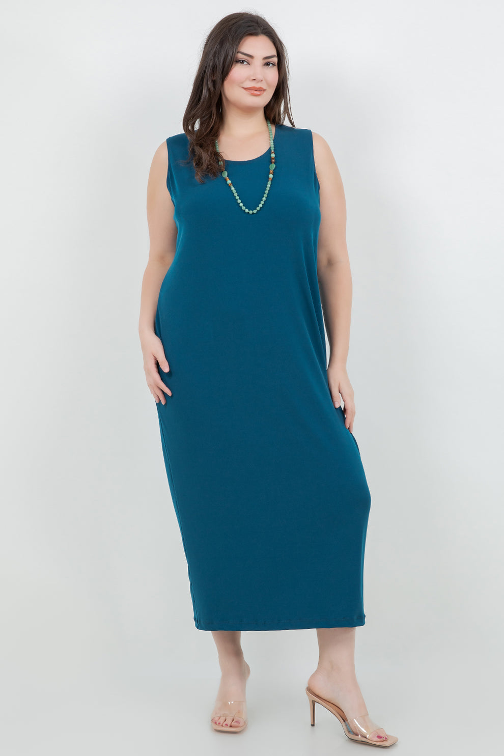 Vikki Vi Jersey Deep Teal Maxi Tank Dress – PlusbyDesign.com
