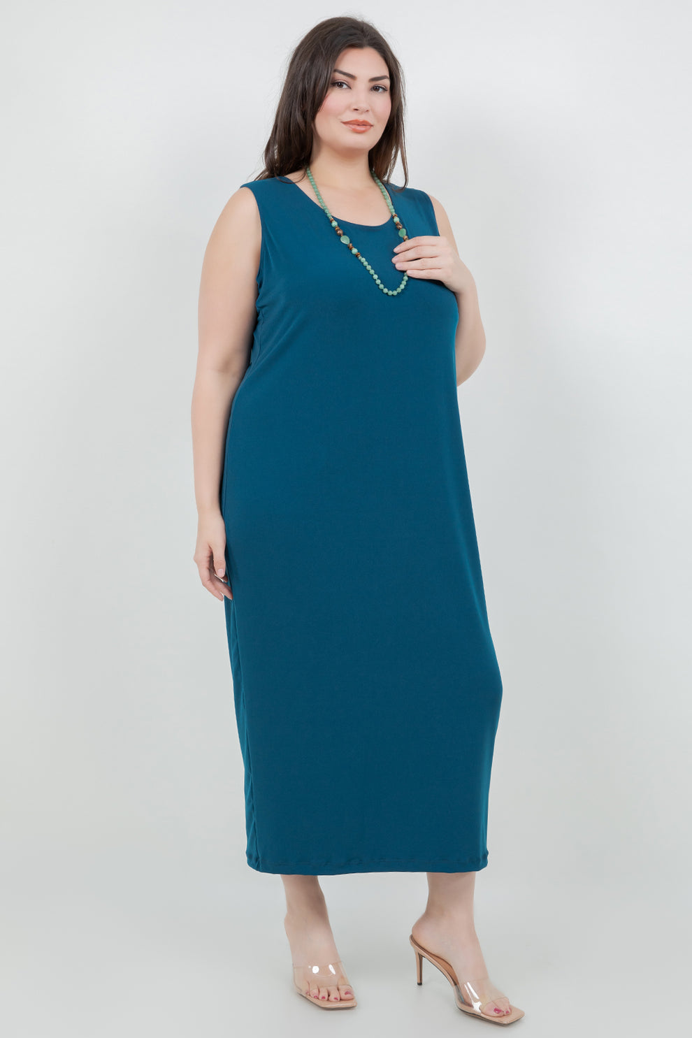 Vikki Vi Jersey Deep Teal Maxi Tank Dress – PlusbyDesign.com
