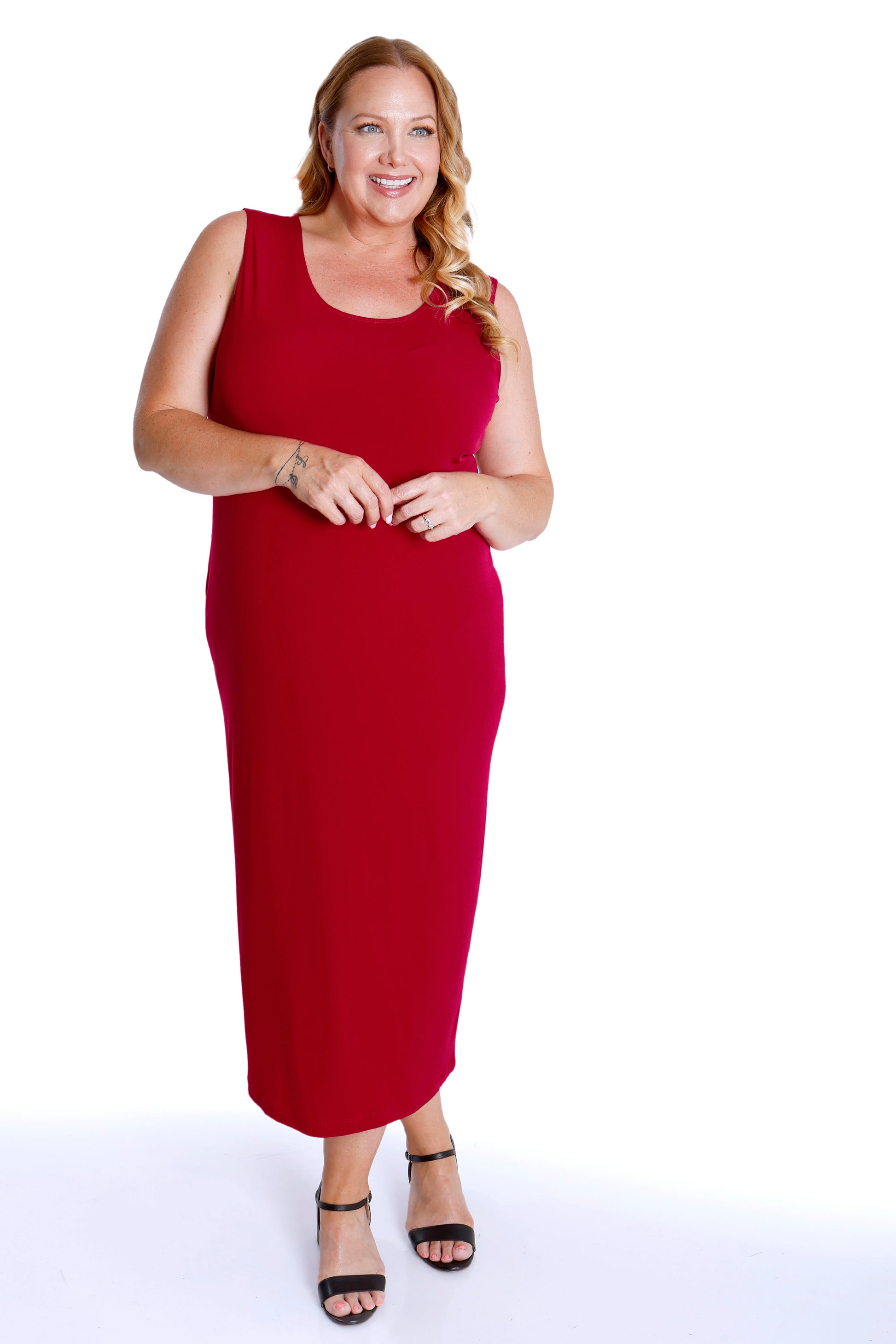 Vikki Vi Jersey Red Maxi Tank Dress – PlusbyDesign.com