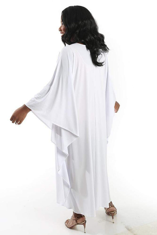 Vikki Vi Jersey White Zip Front Caftan – PlusbyDesign.com