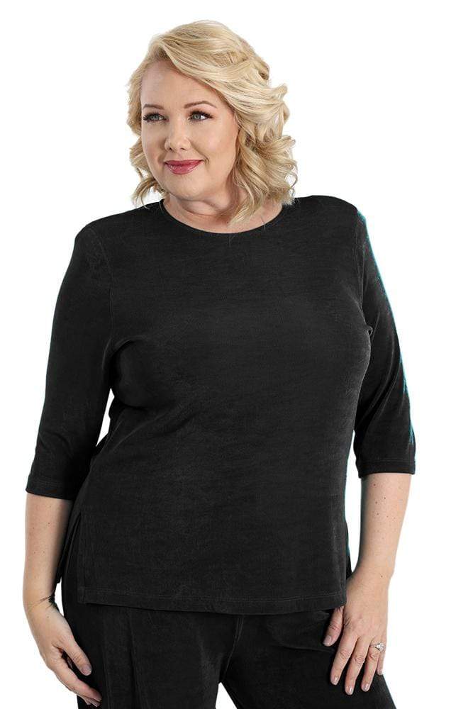 Vikki Vi Classic Black 3/4 Sleeve Top | PlusbyDesign.com